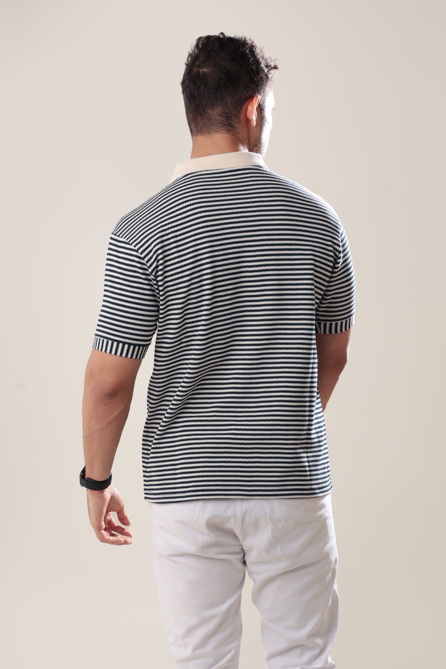 Stripe textured polo – Hidden loops